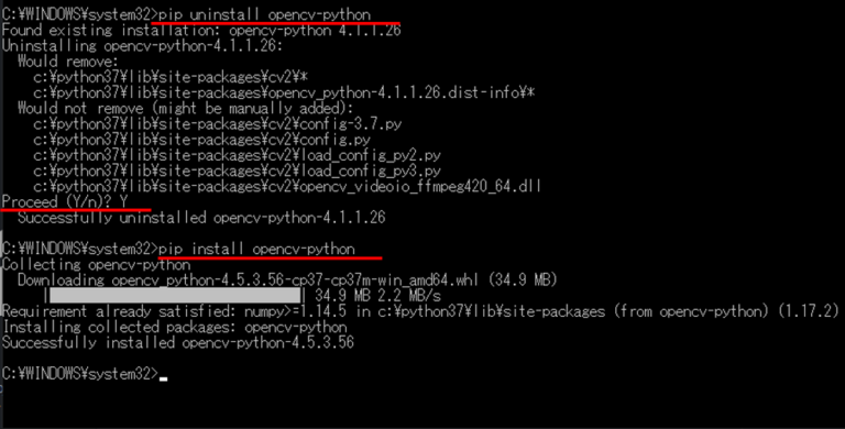 PythonでOpenCVがインポートできなかった時の対処法【pip】【随時更新】